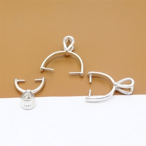 Sterling Silver Pendant Pinch for Half Drilled Pearl Bead, 925 Silver ...
