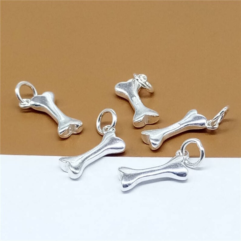 5 Sterling Silver Dog Bone Charms 925 Silver Dog Charms 3D - Etsy