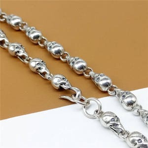 Sterling Silver Skull Chain, 925 Silver Skull Chain Necklace, Skull ...