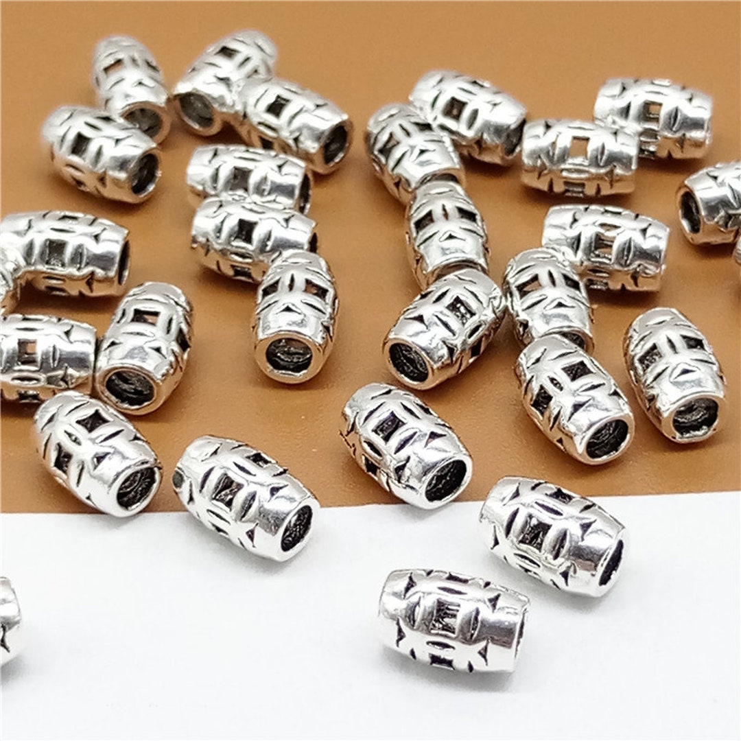 10 Sterling Silver Coin Barrel Beads, Sterling Coin Beads, 925 Silver ...