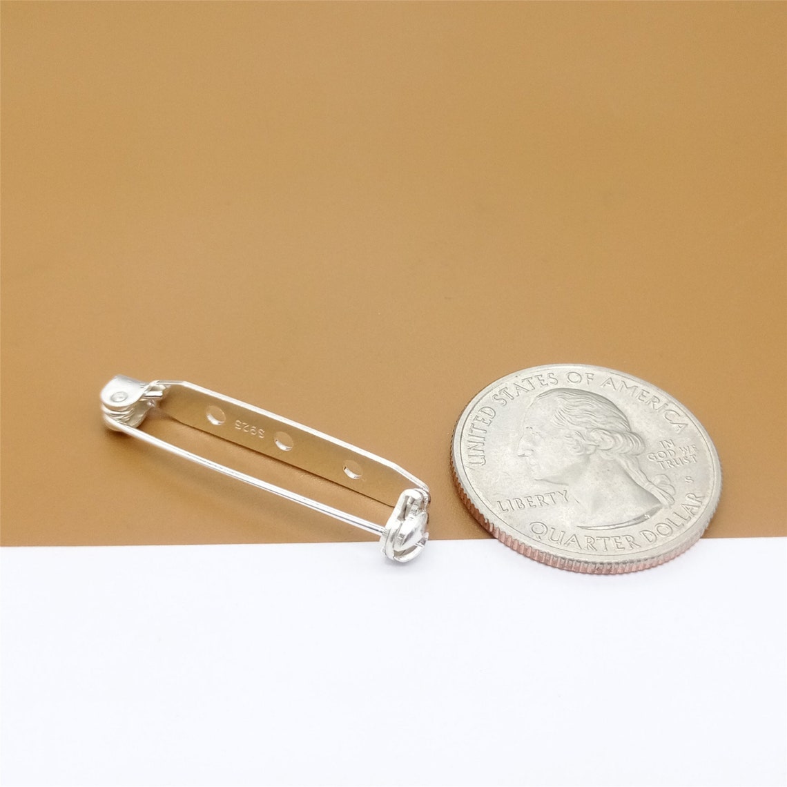 Sterling Silver Brooch Pin Back With 3 Holes, 925 Silver Plain Brooch ...