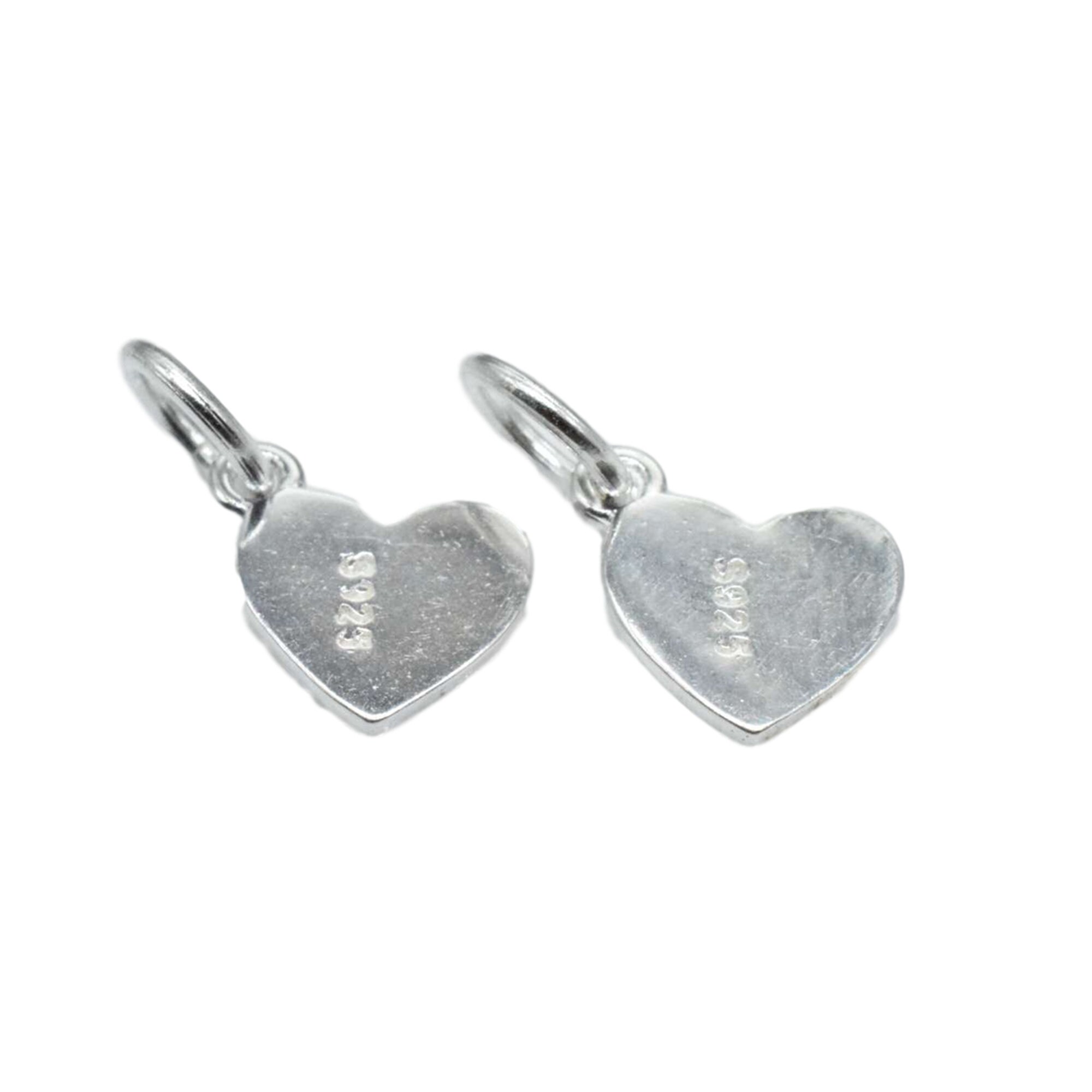 2 Sterling Silver Heart Charms Enameled, 925 Silver Love Heart Charms ...
