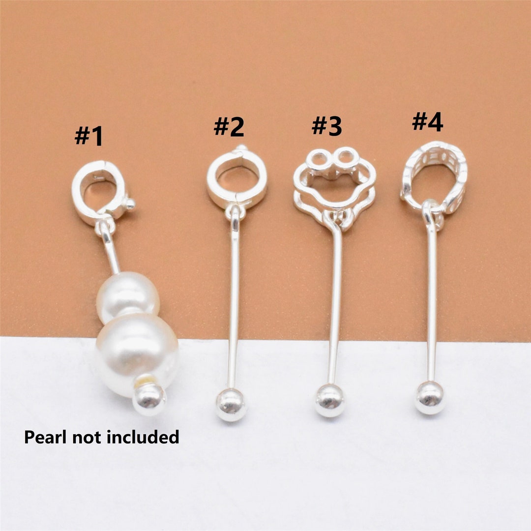 5 Sterling Silver Screw Pinch Bails, 925 Silver Clip on Pinch Bail ...