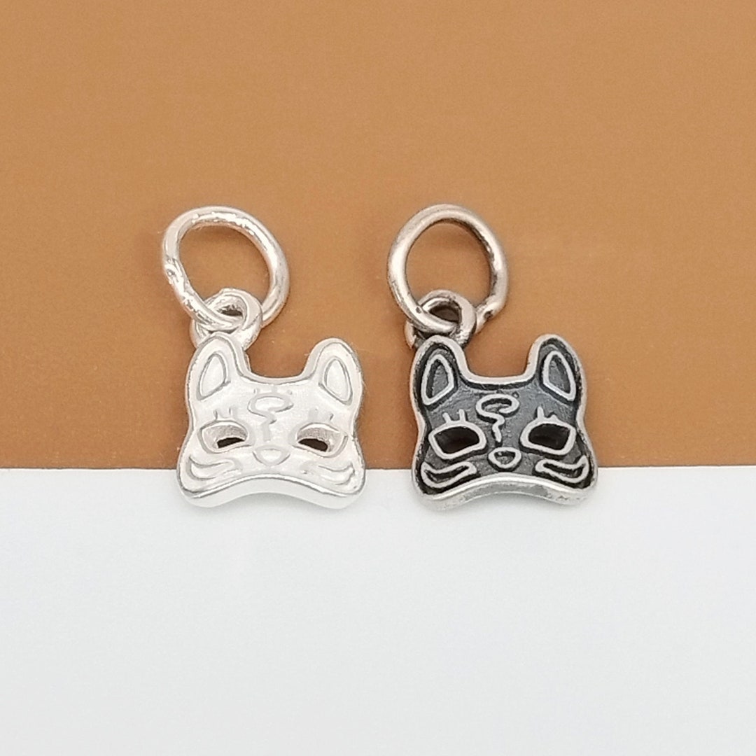 4 Sterling Silver Fox Mask Charms, 925 Silver Fox Charm, Small Fox ...