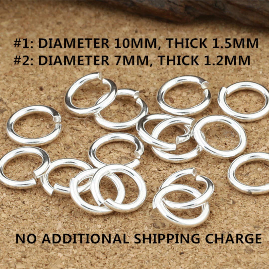 Sterling Silver Open Jump Ring 7mm 8mm 10mm, 925 Silver Open Jump Ring ...