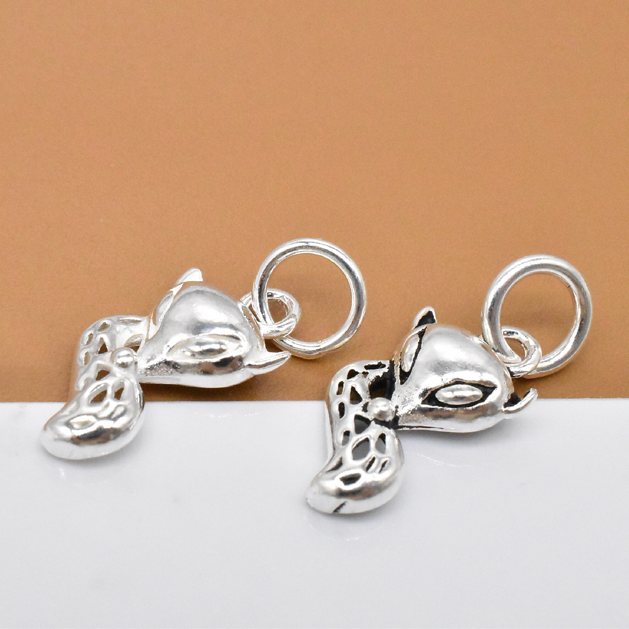 2 Sterling Silver Fox Charms, 925 Silver Fox Charms, Fox Pendants ...