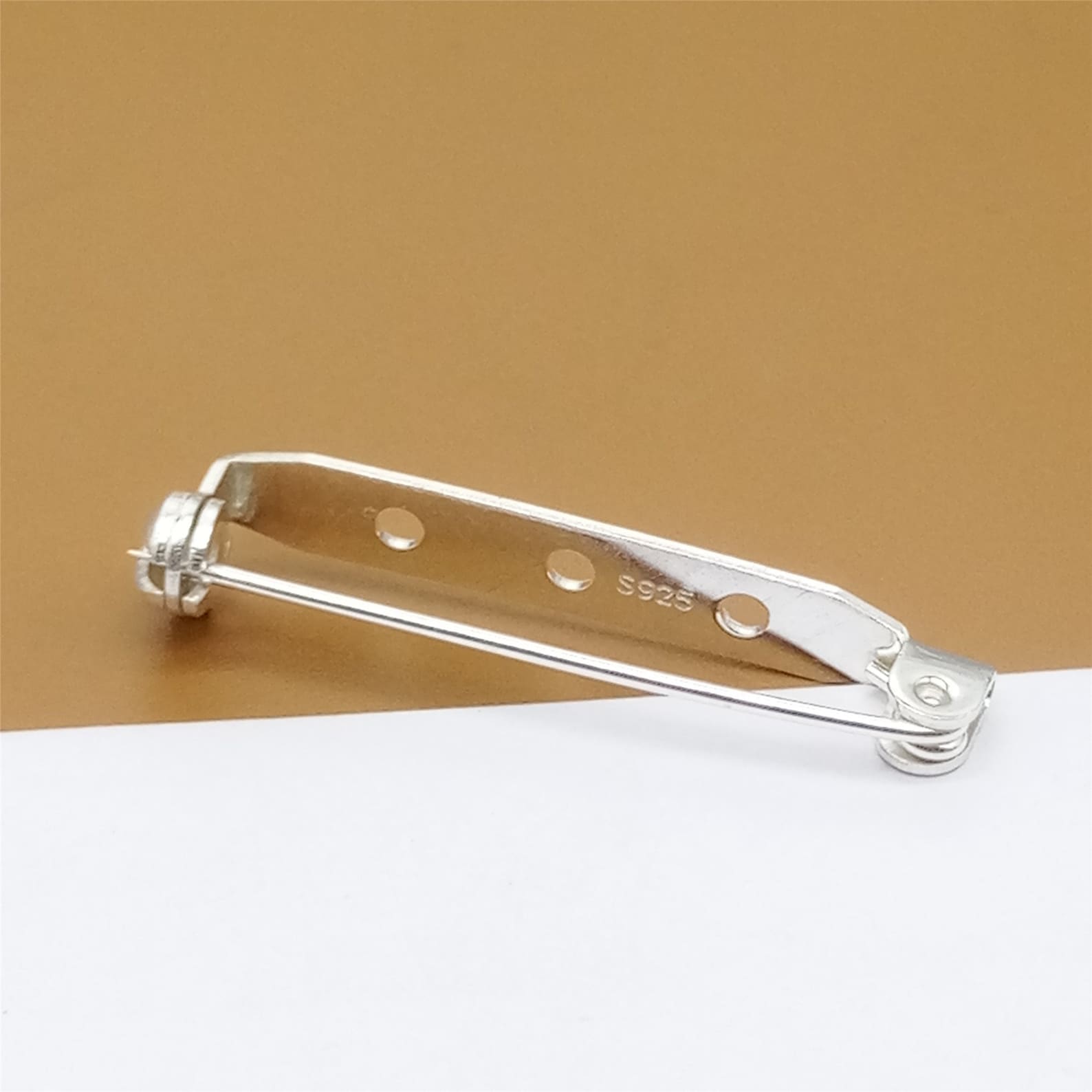Sterling Silver Brooch Pin Back With 3 Holes, 925 Silver Plain Brooch ...