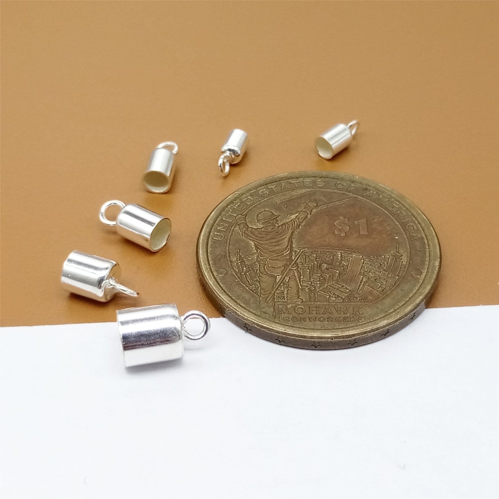 10 Sterling Silver Cord End Caps, 925 Sterling Silver Leather Cord End ...