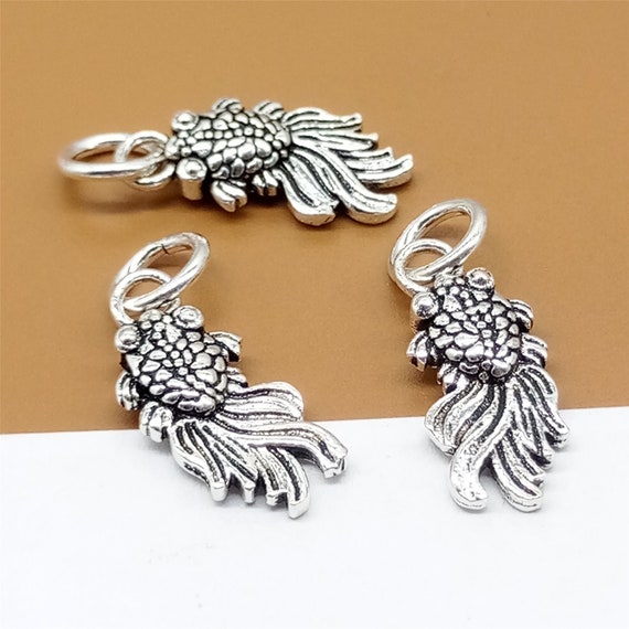 2 Sterling Silver Fish Charms 2-sided 925 Silver Fish Charms | Etsy