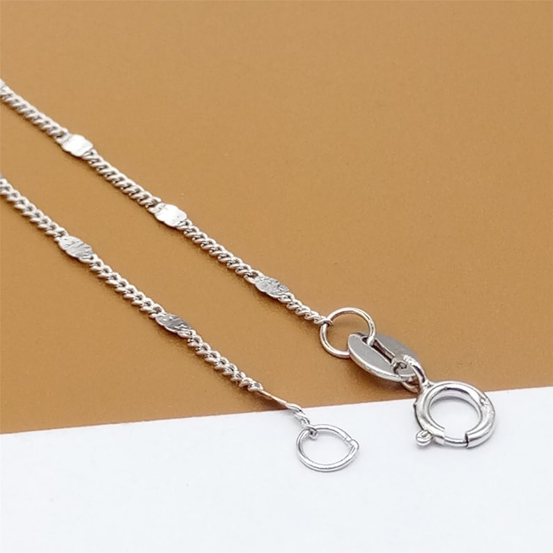 Sterling Silver Bar Curb Chain W/ Rhodium Plated, Curb Chains W/ Bar ...