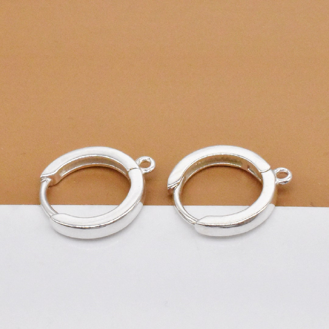 2 Pairs Sterling Silver Earring Hoops With Closed Ring, 925 Silver Hoop ...