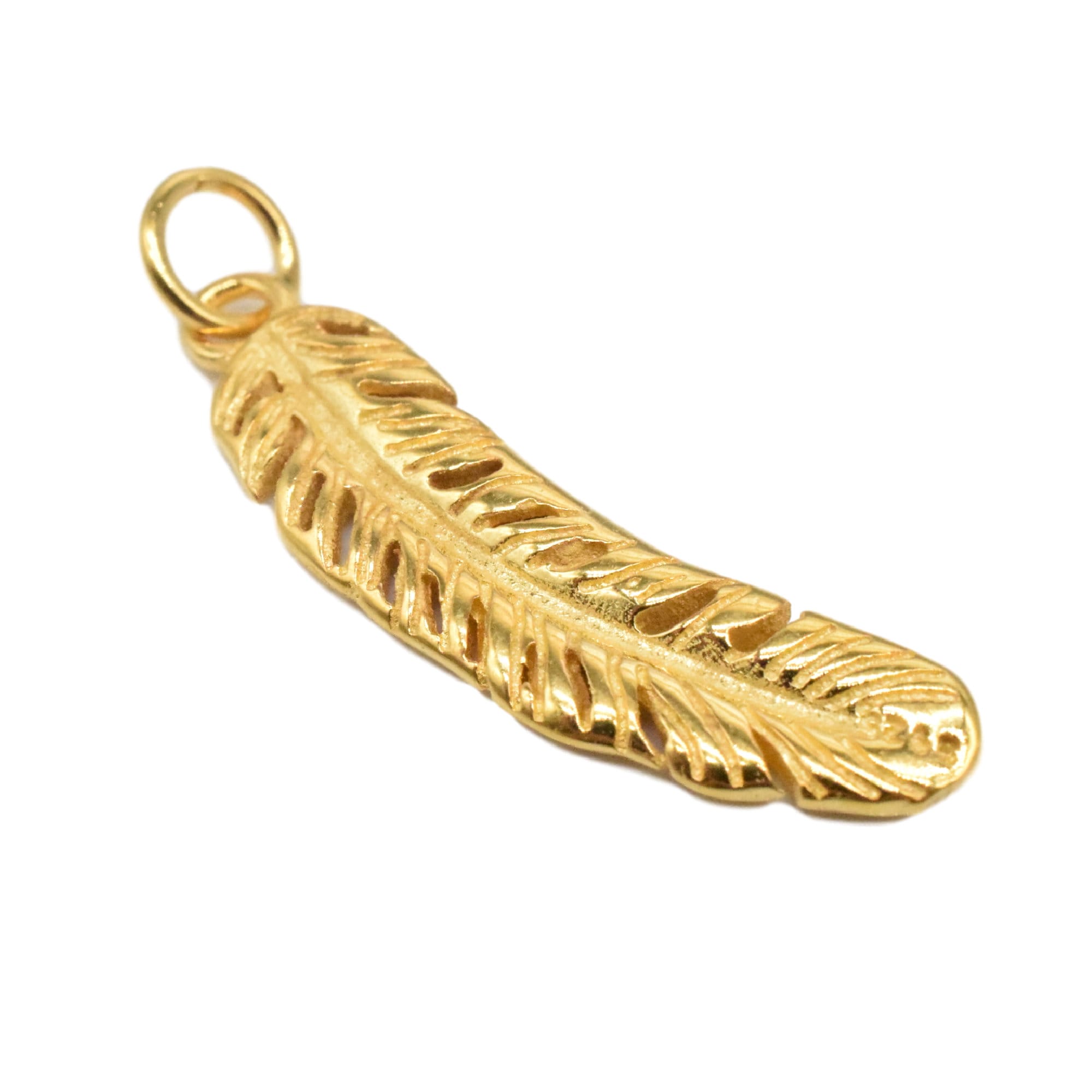 2pcs 18K Gold Vermeil Style Feather Charm 925 Sterling Silver | Etsy