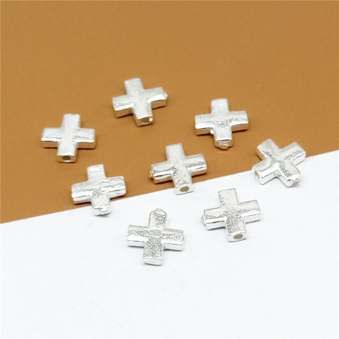 4 Sterling Silver Cross Beads, Tiny Cross Bead, 925 Silver Cross Bead ...