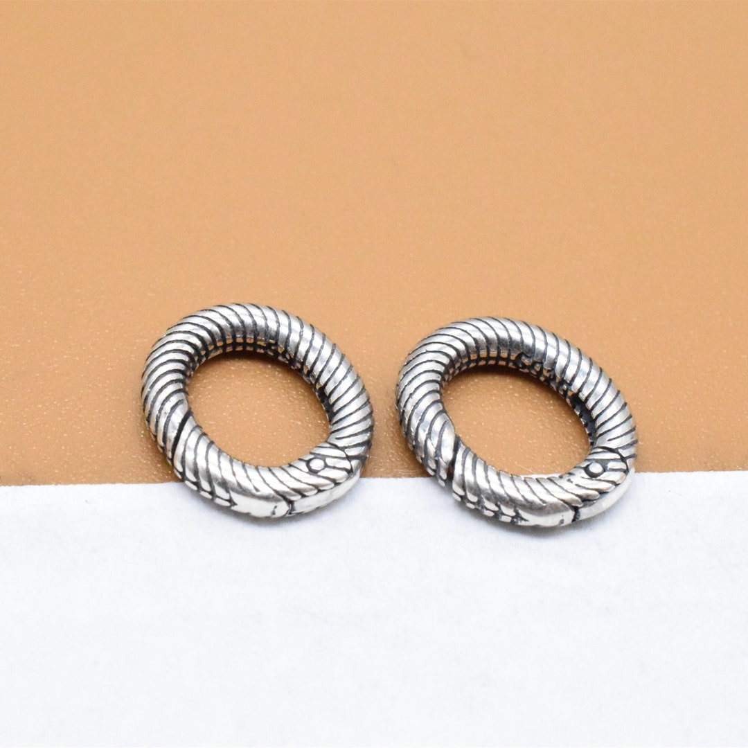 4 Sterling Silver Stripe Push Clasp 2-sided, 925 Silver Hinged Clasp ...