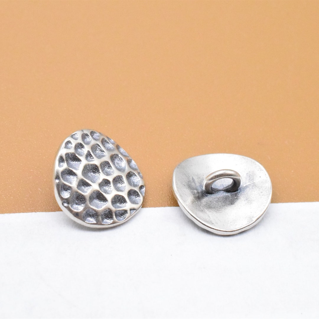 2 Sterling Silver Concave Button Beads, 925 Silver Oxidized Concave ...