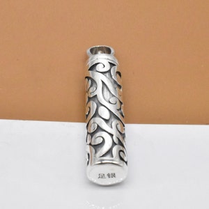 Sterling Silver Spiral Locket Pendant, 925 Silver Cylinder Locket ...