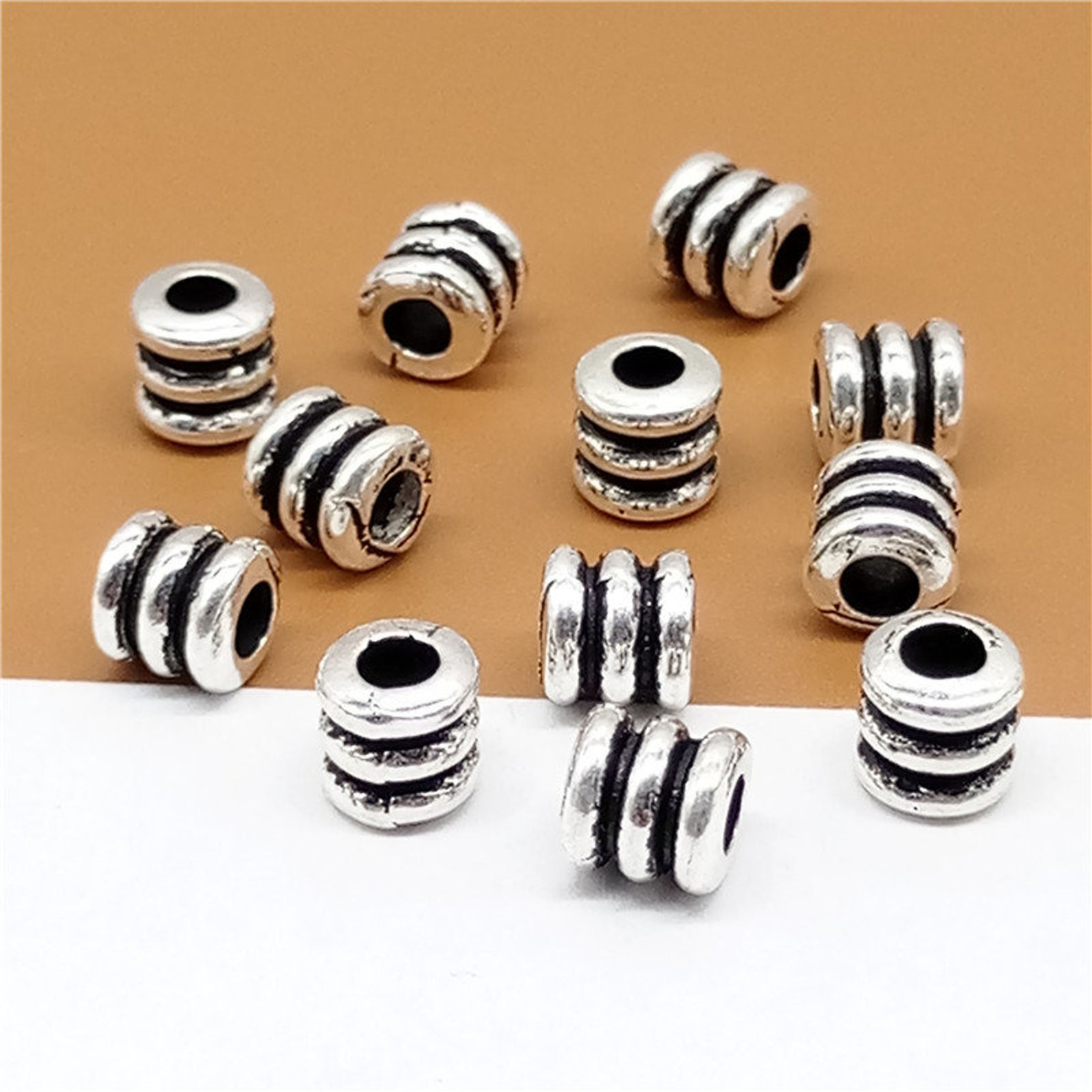 6 Sterling Silver Small Spacer Beads 925 Silver Spacer Beads | Etsy