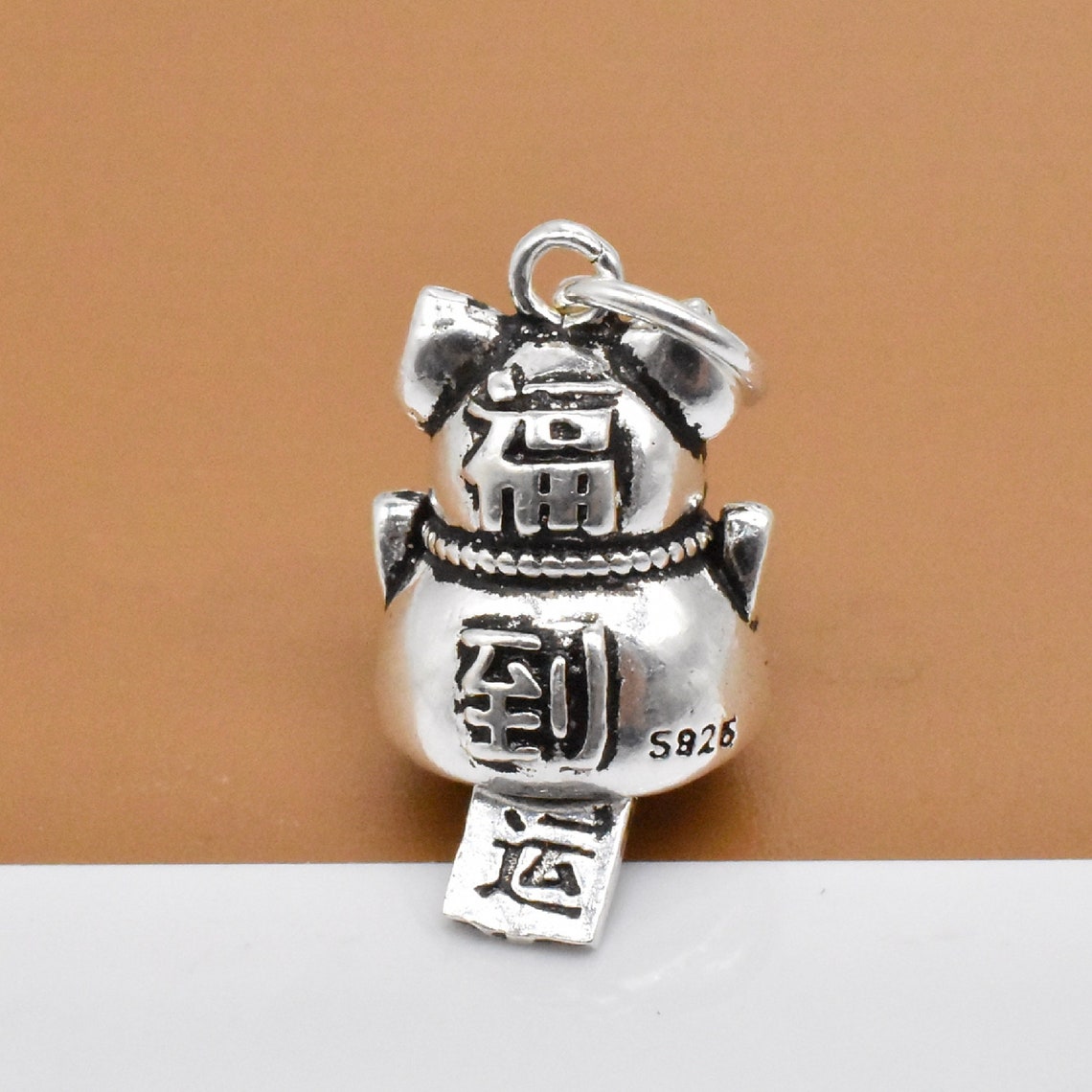 Sterling Silver Pig Bell Charm, 925 Silver Good Luck Bell Charm, Good ...