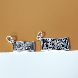 Sterling Silver One Hundred Dollar Bill Charm 2-sided, 925 Silver 100 ...