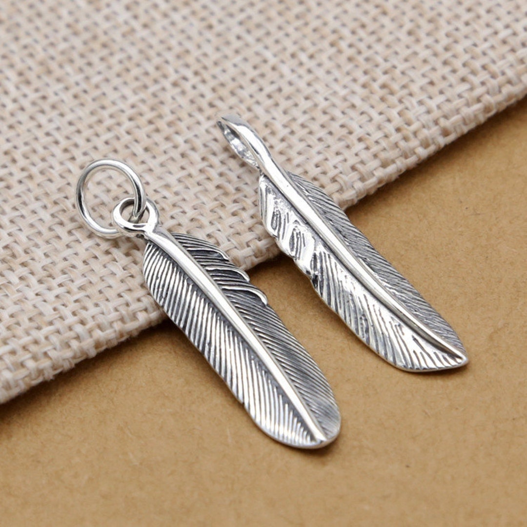 2 Sterling Silver Feather Charms, 925 Silver Feather Charms, Vintage ...