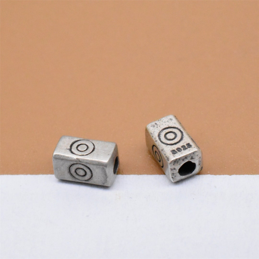 8 Sterling Silver Oxidized Eye Barrel Beads, Eye Rectangle Bead, 925 ...
