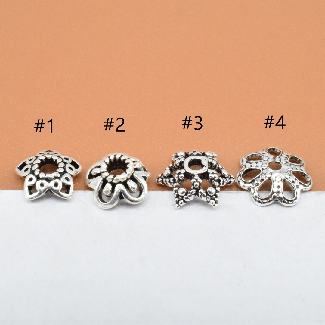 50 Sterling Silver Daisy Flower Bead Caps, 925 Silver Star Bead Cap ...