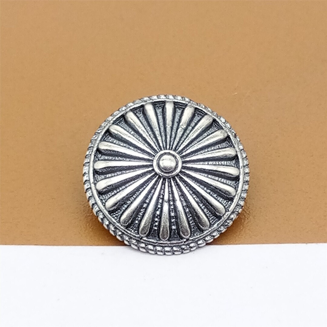 4 Sterling Silver Shield Button Beads, 925 Silver Round Button Beads ...