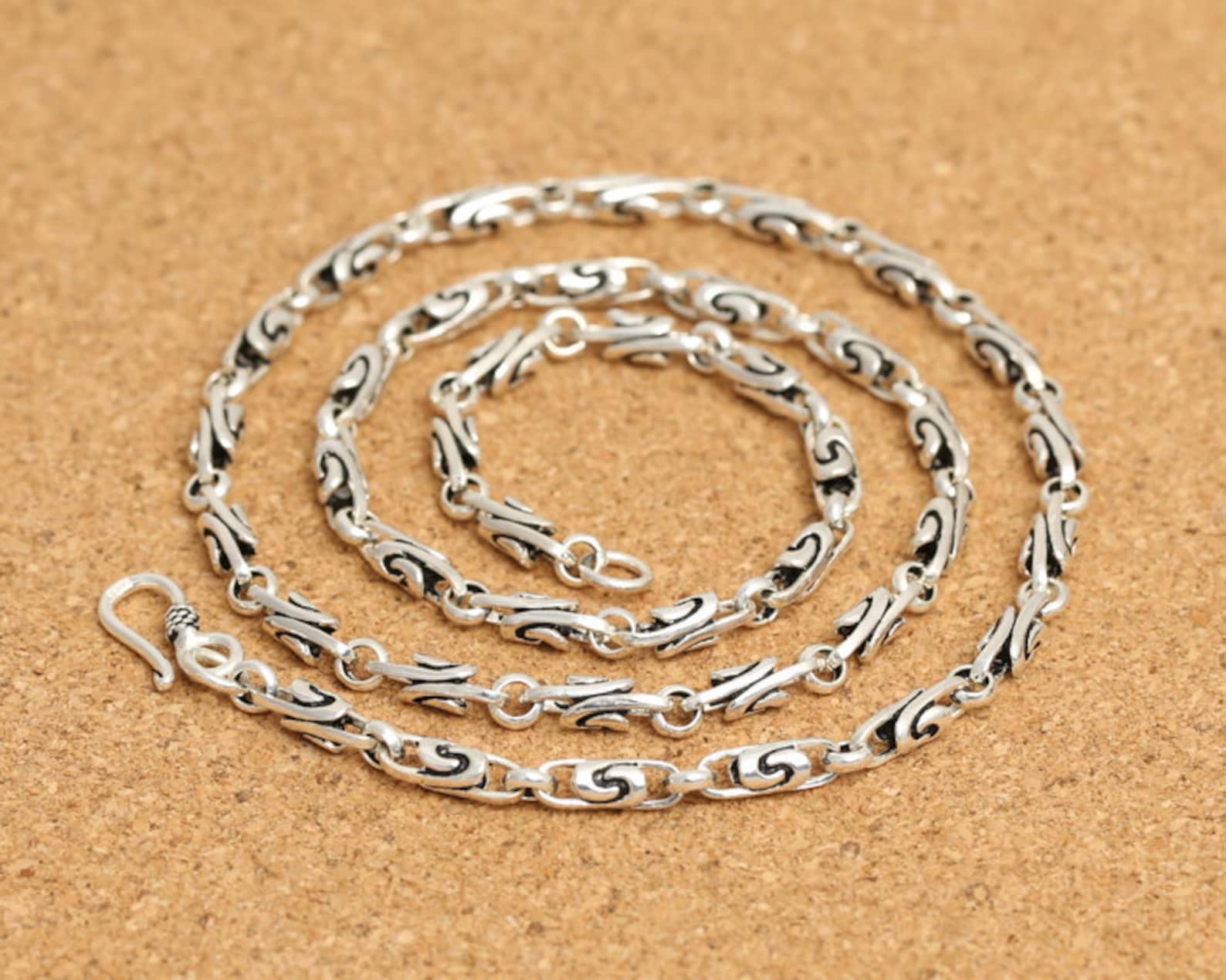 Sterling Silver Spiral Chain, Swirl Chain, 925 Silver Spiral Chain ...