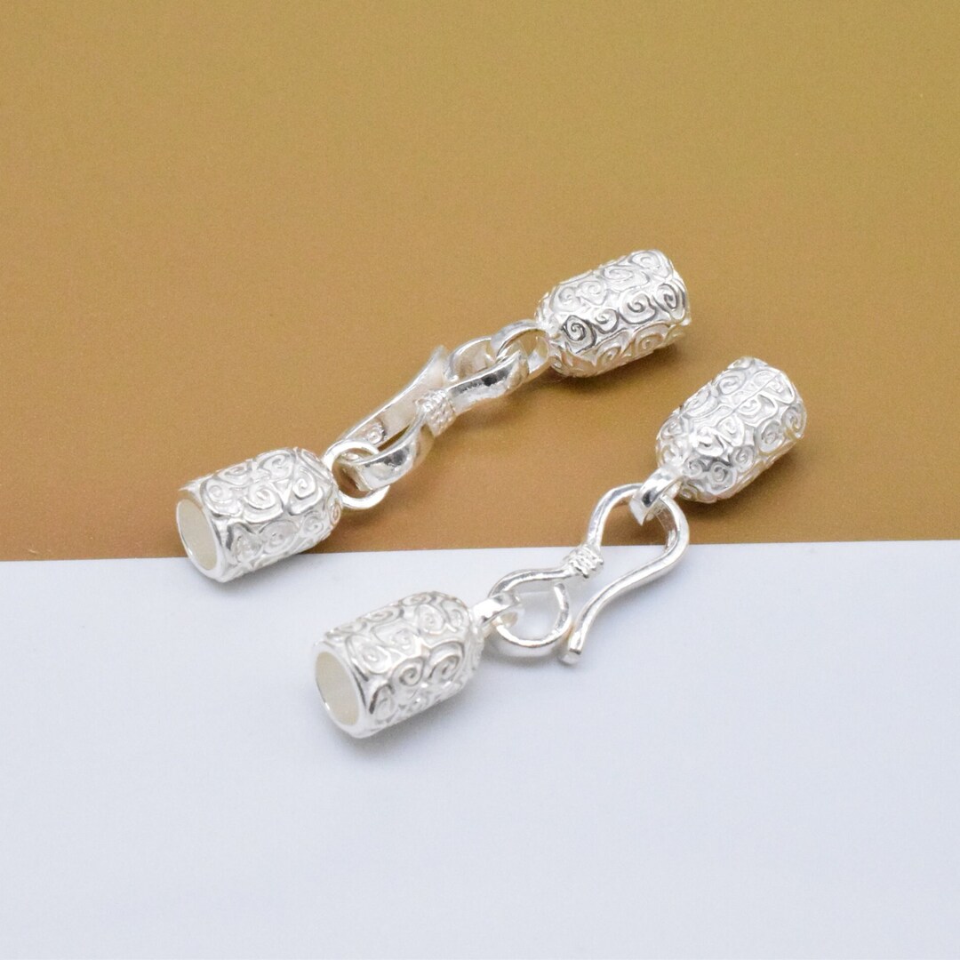 Sterling Silver Spiral Cloud Cord End Cap, 925 Silver Shiny Leather ...