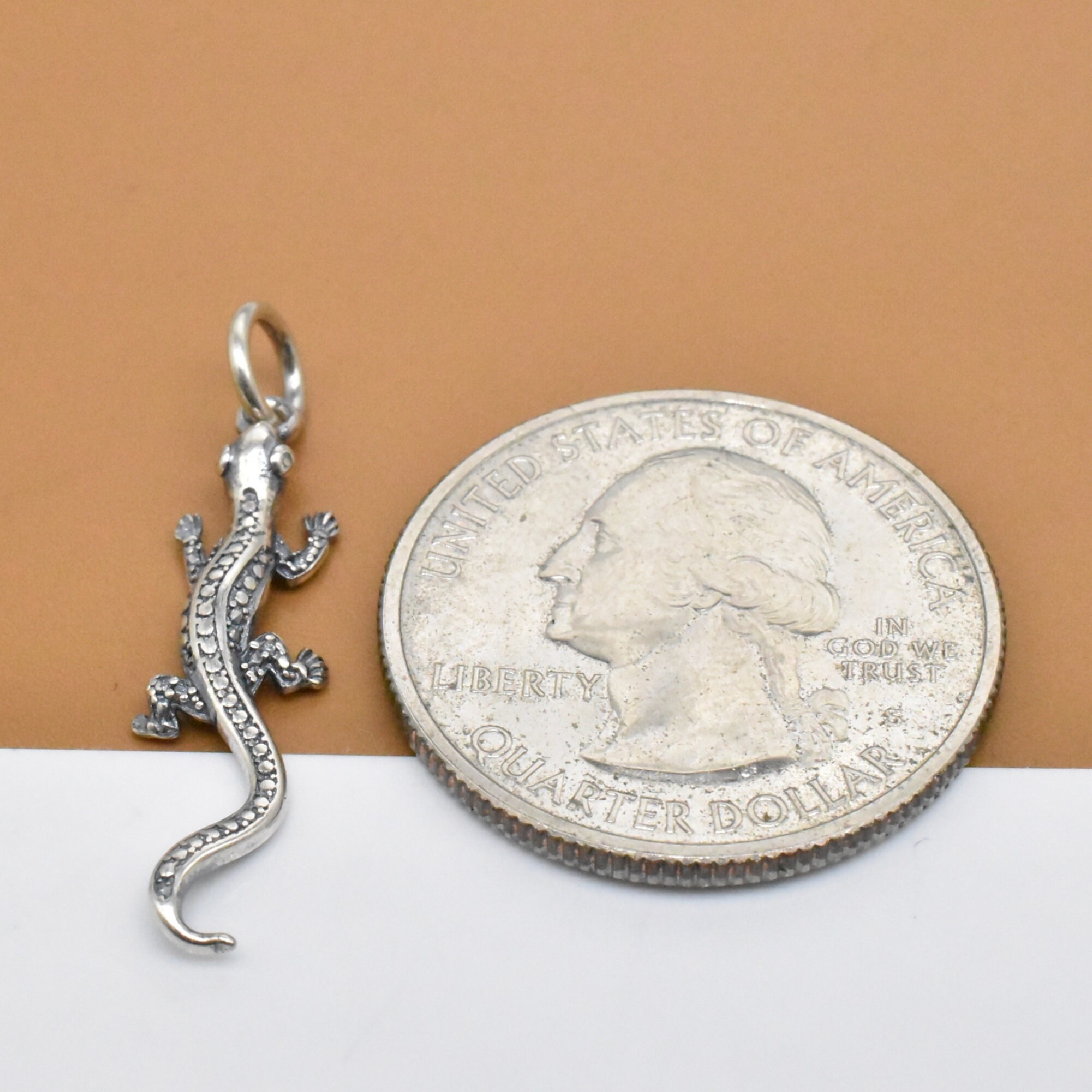4 Sterling Silver Gecko Charms 3D 925 Silver Gecko Charms - Etsy