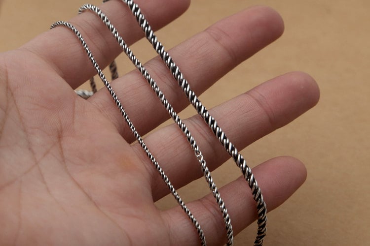 Sterling Silver Twist Rope Chain, Twist Bali Chain, 925 Silver Twist ...