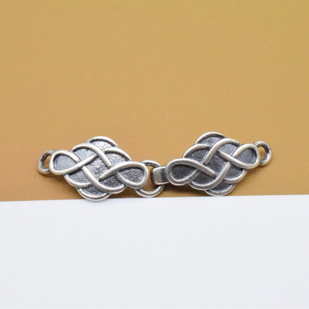 5 Sterling Silver Bow Connector, Knot Hook Clasps, 925 Silver Spiral ...
