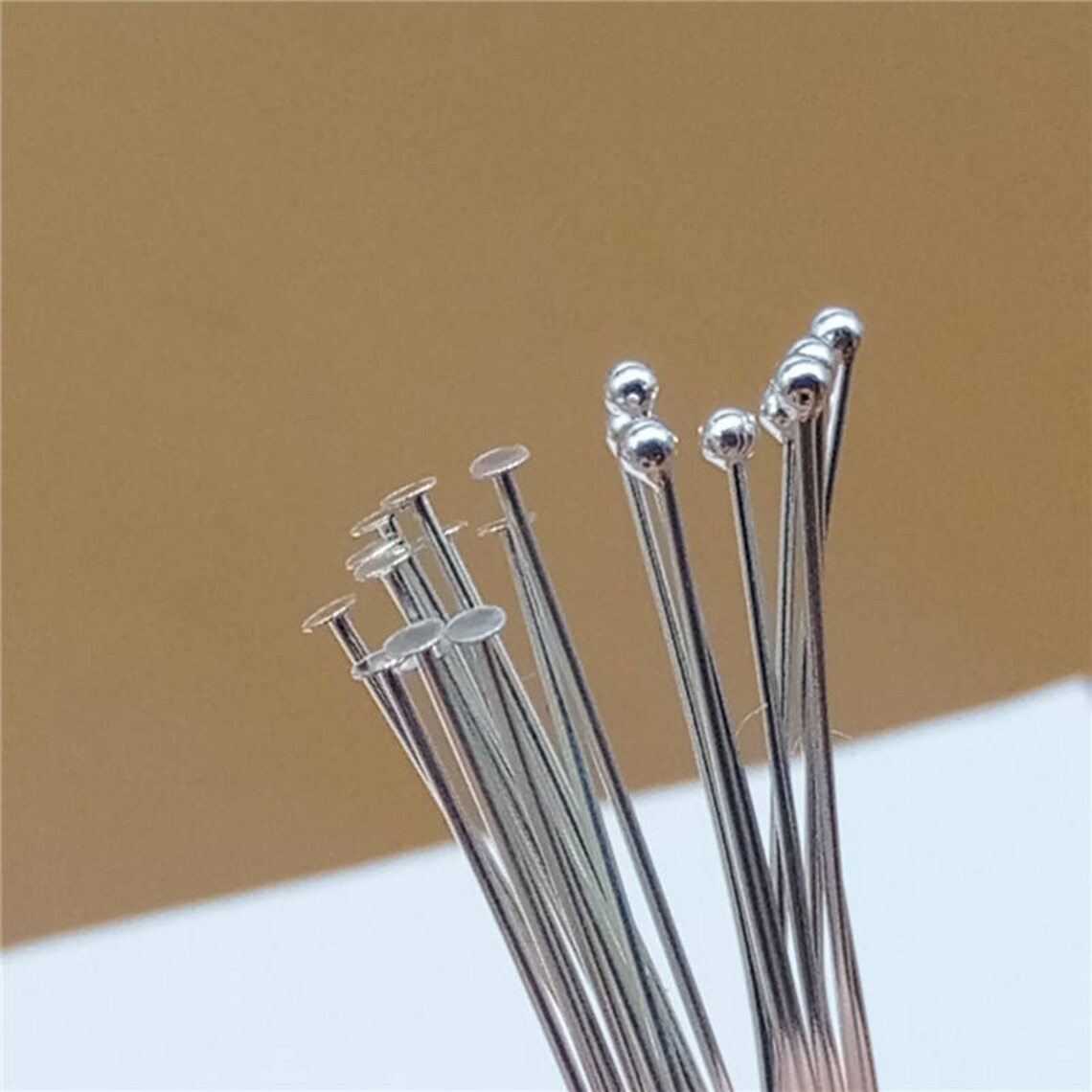 25 Sterling Silver Pins Headpins, Ball Head Pins, Flat Head Pins, 925 ...