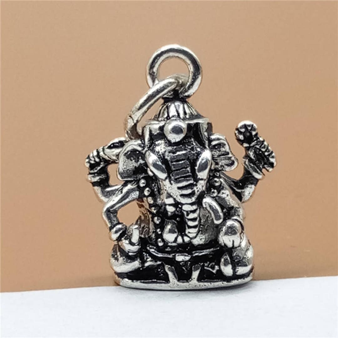 2 Sterling Silver Ganesha Charms, Ganesha Pendants, Shiva Charms, Shiva ...