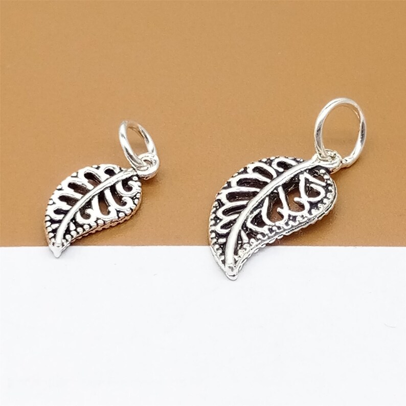 8 Sterling Silver Leaf Charms Sterling Silver Leaves Charm - Etsy