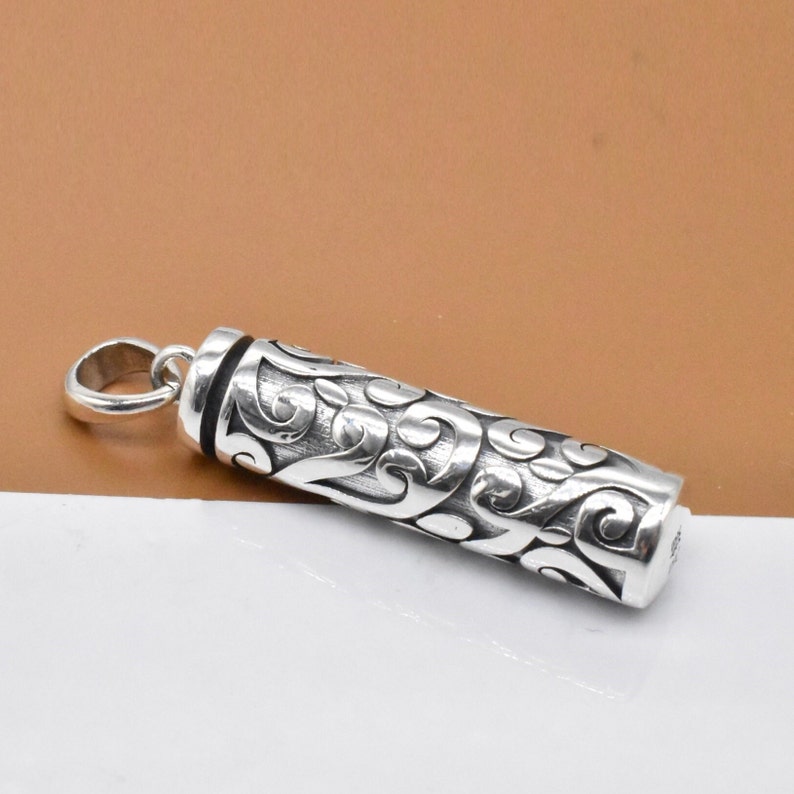 Sterling Silver Spiral Locket Pendant, 925 Silver Cylinder Locket ...