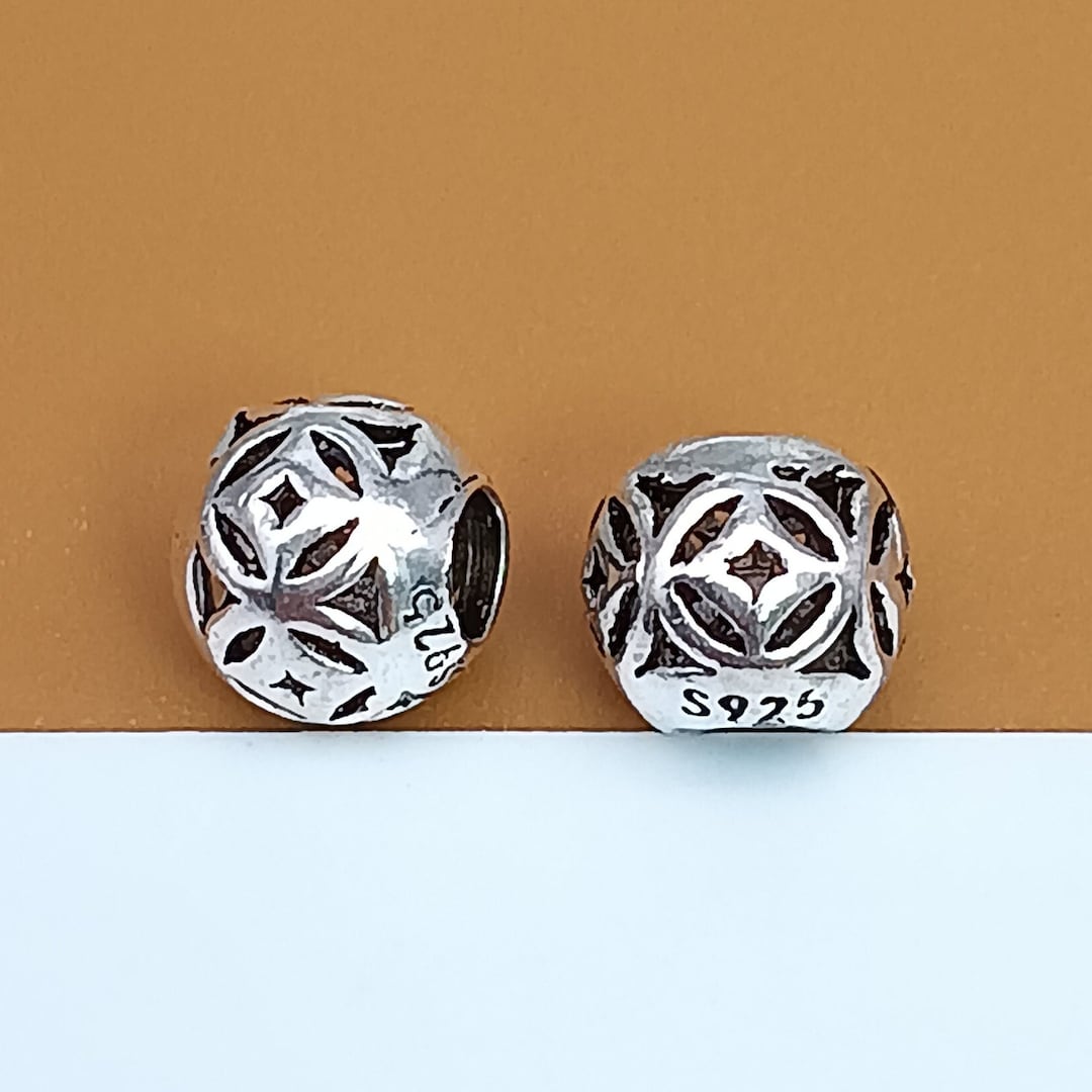 5 Sterling Silver Coin Beads, 925 Silver Wealth Bead, Money Bead, Round ...