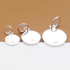 5 Sterling Silver Disc Charms, Round Disc Charm, 925 Silver Disc Charm ...