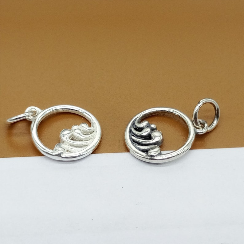 5 Sterling Silver Wave Charms 925 Silver Ocean Wave Charms - Etsy