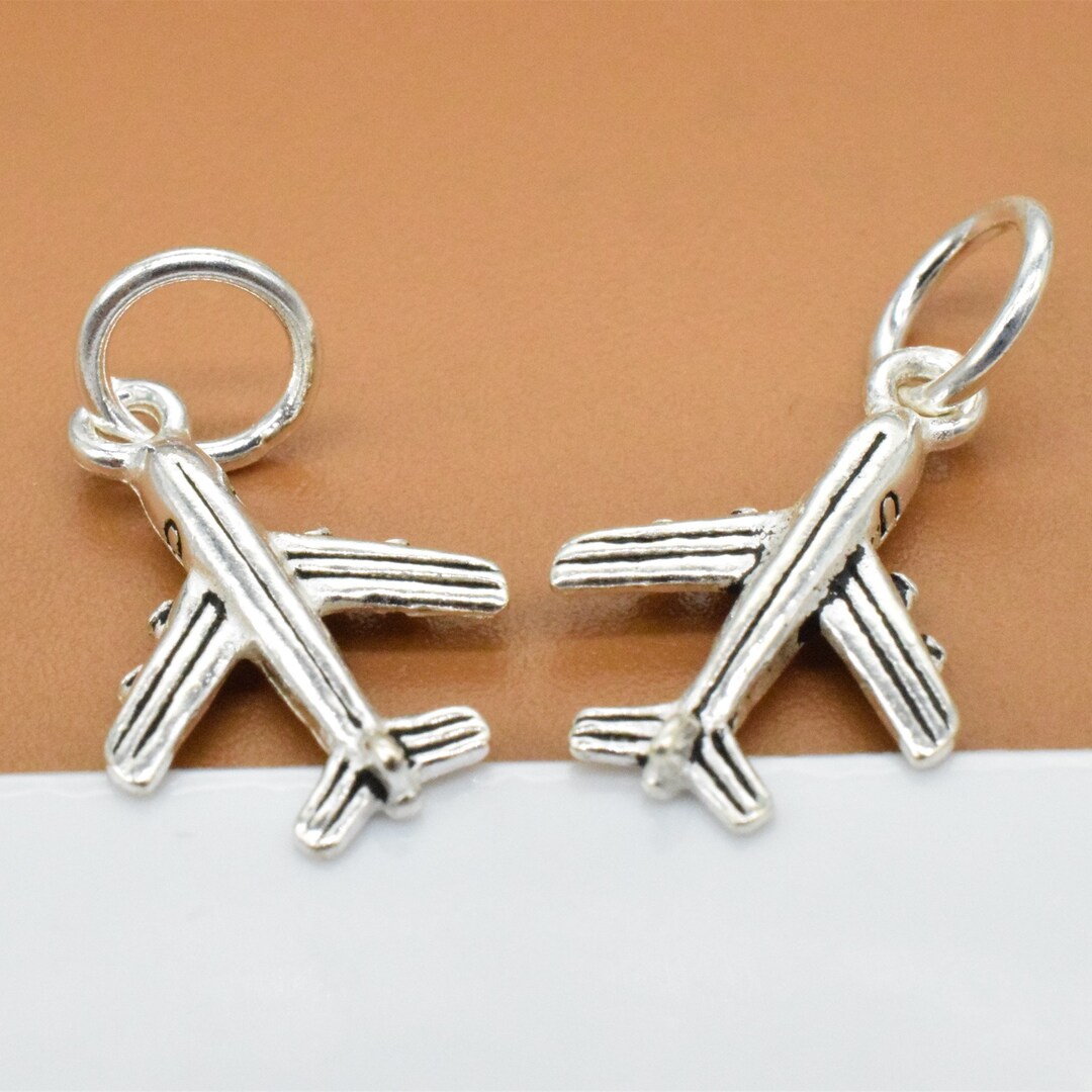 6 Sterling Silver Airplane Charms, 925 Silver Airplane Charms, Bracelet ...
