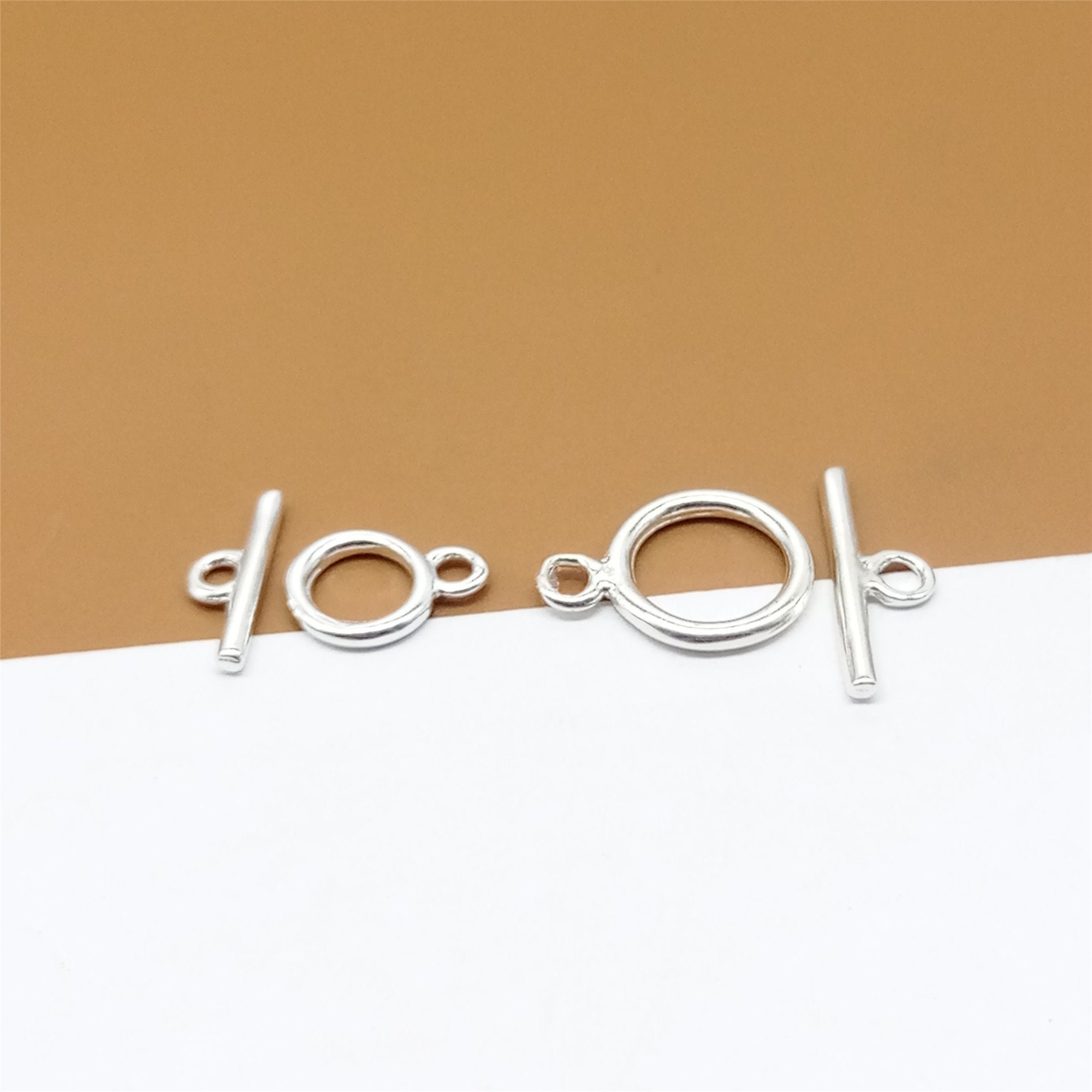 2 Sterling Silver Small Toggle Clasps, Circle 6mm 8mm, 925 Silver ...