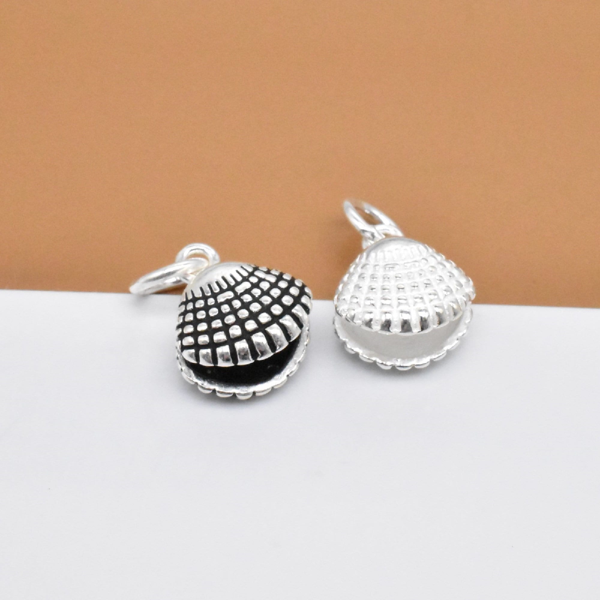 2 Sterling Silver Shell Charm, Ocean Charm for Necklace Bracelet ...