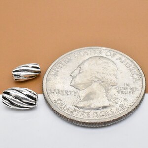 15 Sterling Silver Olive Beads, 925 Silver Olive Beads, Oxidized Twist ...