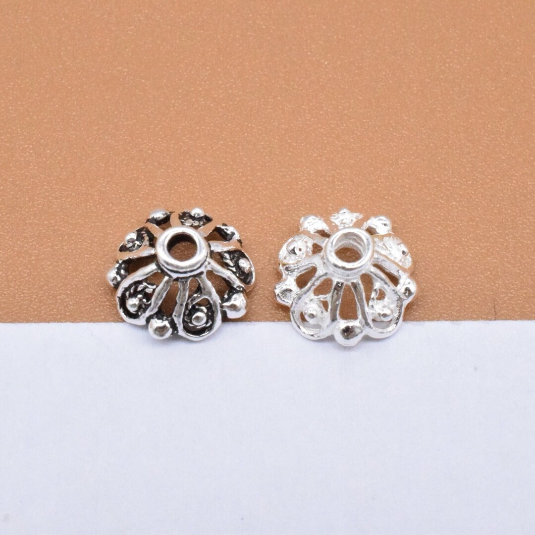 15 Sterling Silver Floral Bead Caps 925 Silver Bead Cap - Etsy
