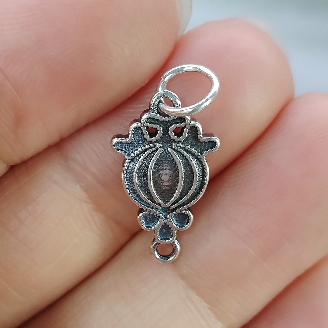 4 Sterling Silver Lantern Charms 2-sided, 925 Silver Chinese Lantern ...