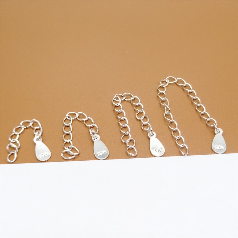 8 Sterling Silver Chain Extensions, Extender Chains, 925 Silver ...