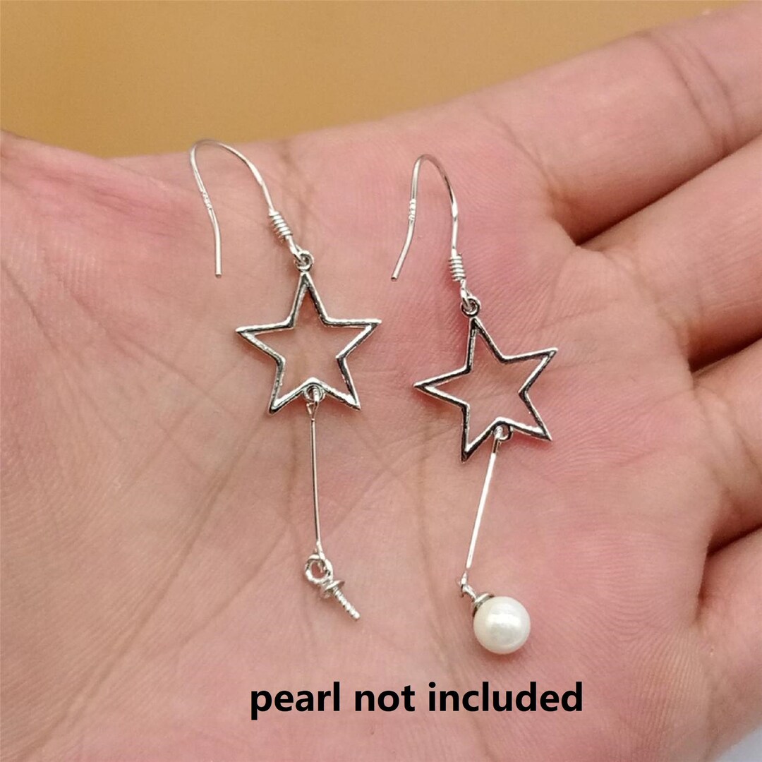 2 Paar Sterling Silber Stern Ohrring Haken rhodiniert, 925 Silber ...