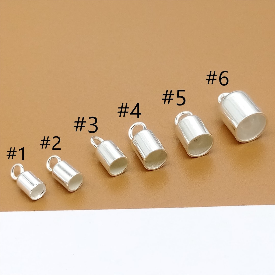 10 Sterling Silver Cord End Caps, 925 Sterling Silver Leather Cord End ...