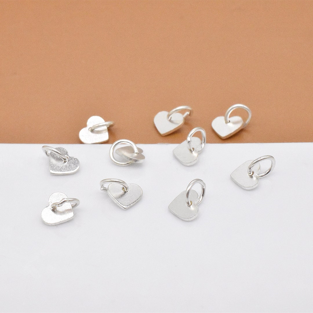 20 Sterling Silver Tiny Heart Charms, 925 Silver Shiny Heart Charms ...