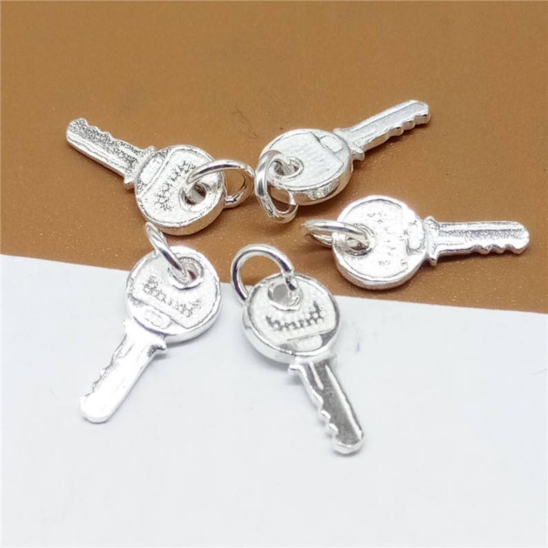 2 Sterling Silver Small Key Charm, Sterling Key Charm, Key Charm for ...
